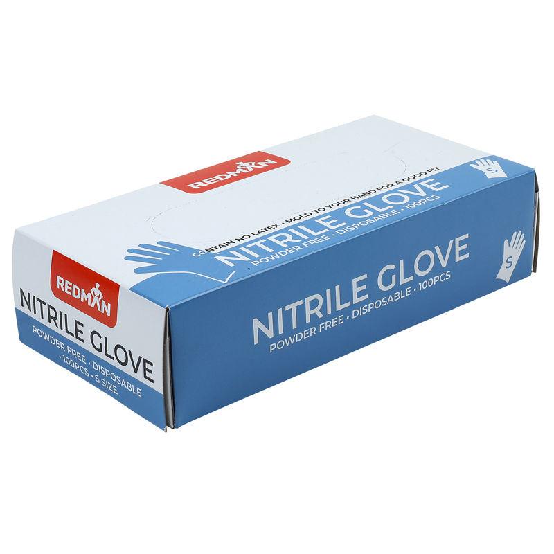 GLOVES NITRILE (POWDER FREE) S 100PC (#105950) – RedManShop